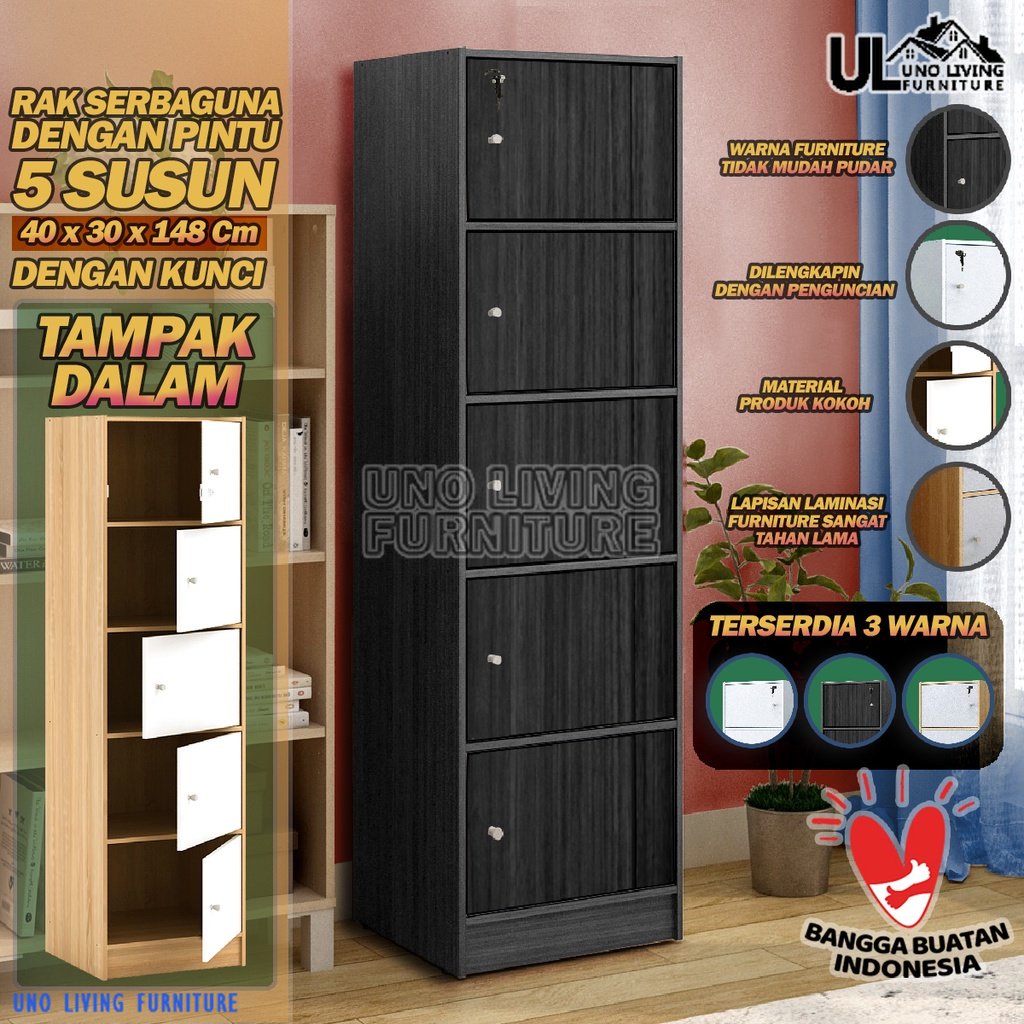 Jual JTR - LEMARI RAK SERBAGUNA KAYU RSG PINTU 5 SUSUN DENGAN KUNCI ...