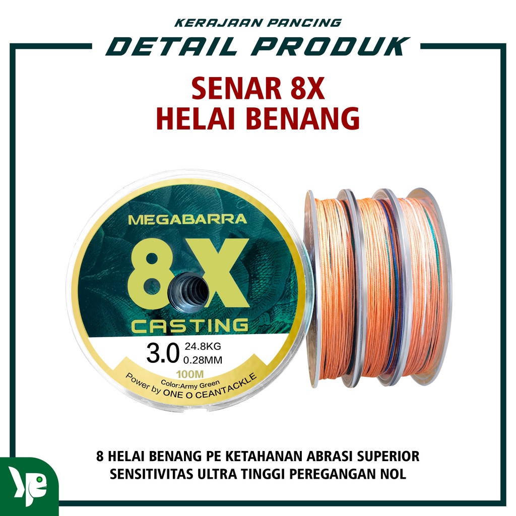 Jual KERAJAAN PANCING - Senar Pancing Megabarra PE 8x 100m Helai Bahan ...