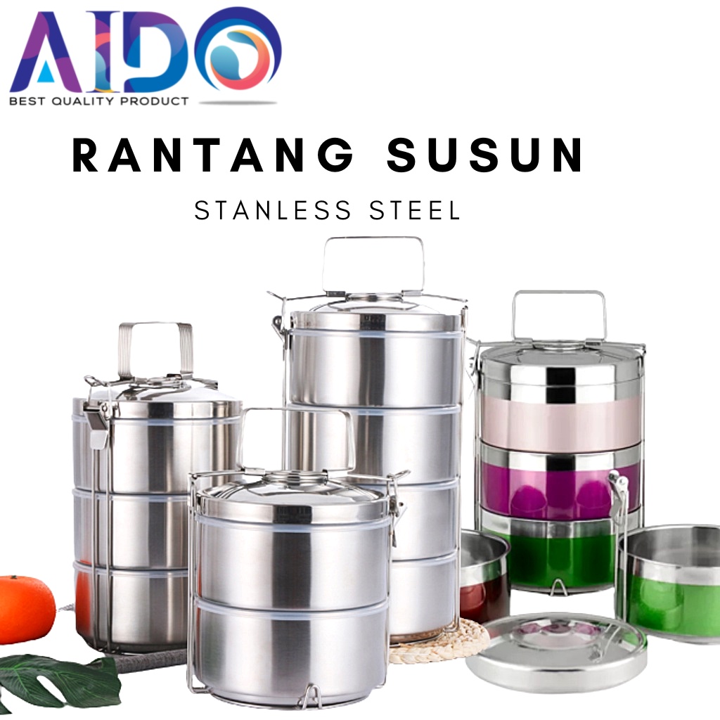 Jual Rantang 4 susun stainless steel tahan panas / rantang piknik ...