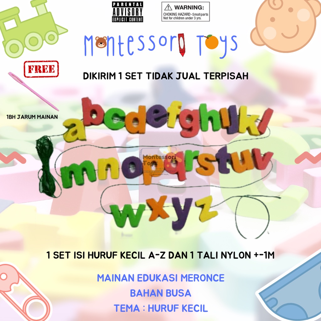 Jual [GEOMETRI HURUF KECIL] MERONCE ALPHABET / COLOUR SOURTING / MAINAN ...