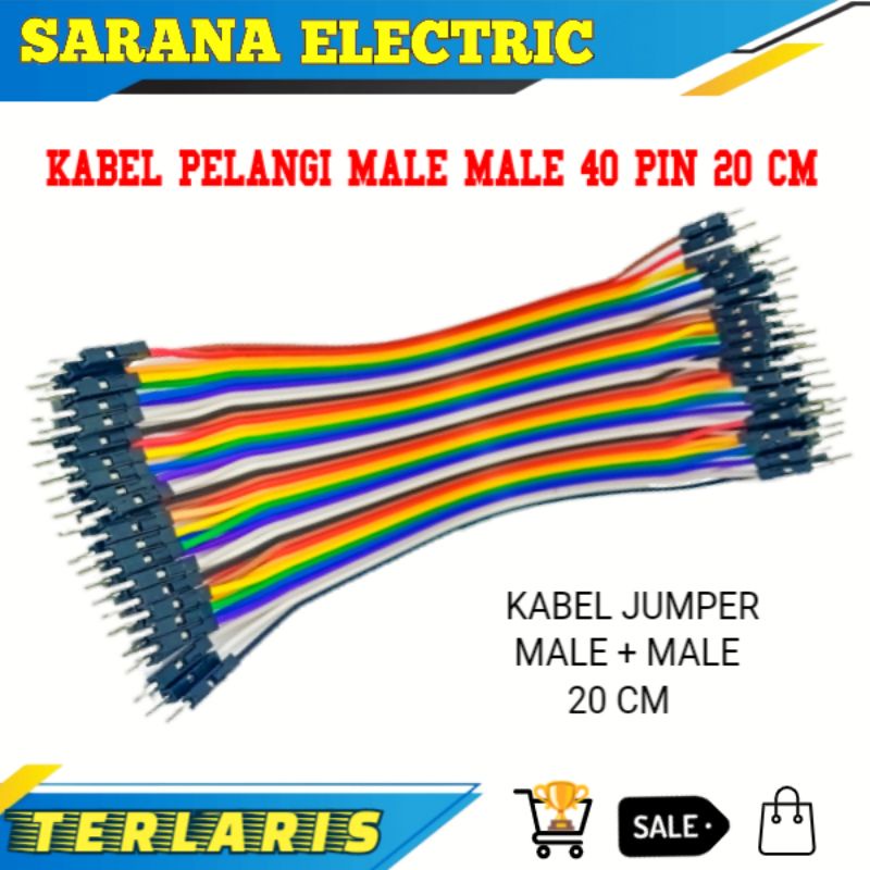 Jual KABEL JUMPER 40 PIN 20 CM MALE MALE KABEL PELANGI 40PIN 20CM ...