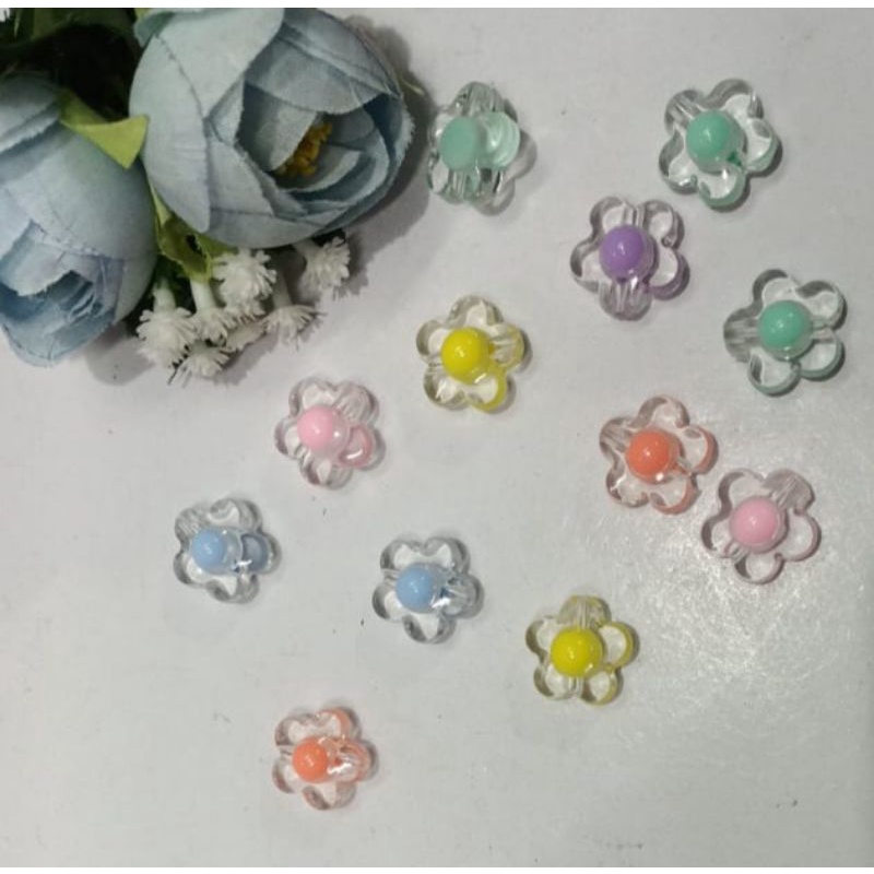 Jual Manik mote bunga transparan isi uk 1,8cm mix warna isi 1pon ...