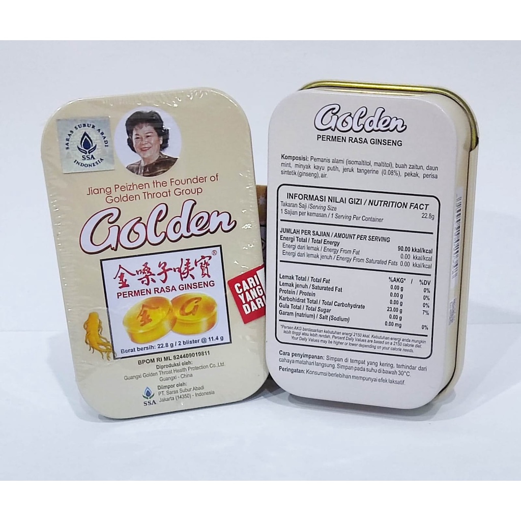 Jual GOLDEN THROAT LOZENGES PERMEN 12 TABLET GOLDEN GINSENG GOLDEN ...