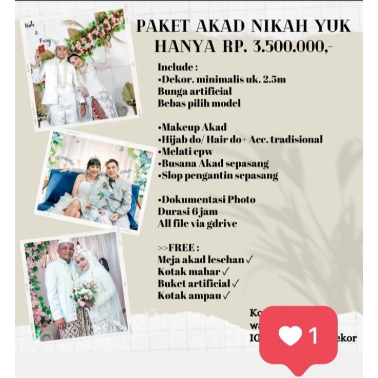 Jual Paket AKAD NIKAH Termurah ( Dekorasi Backdrop, makeup busana ...