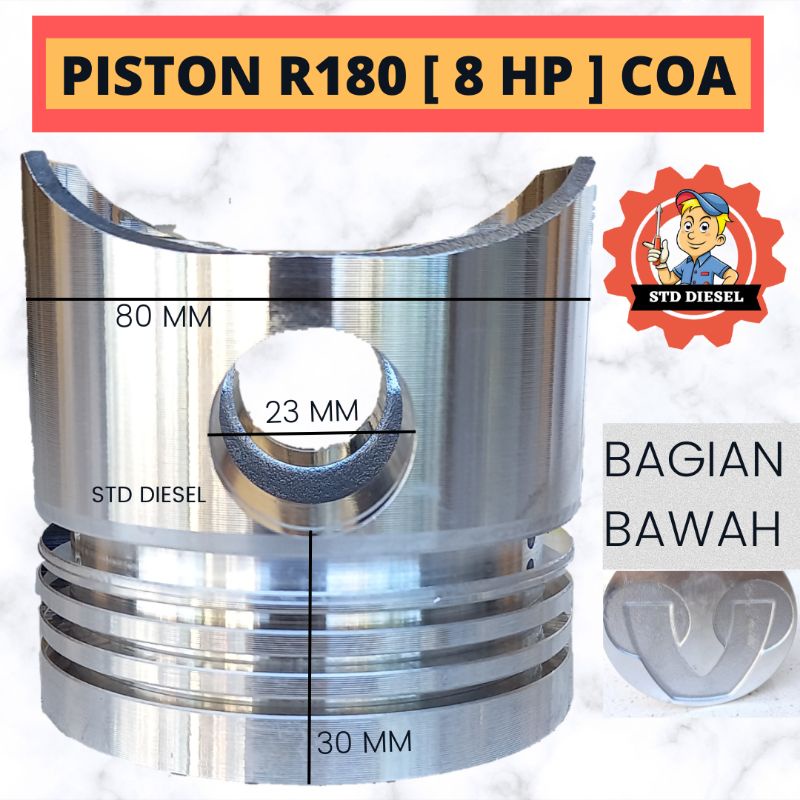 Jual Piston R180 Diesel Engine Mesin diesel 8 HP PK model Coa | Shopee ...