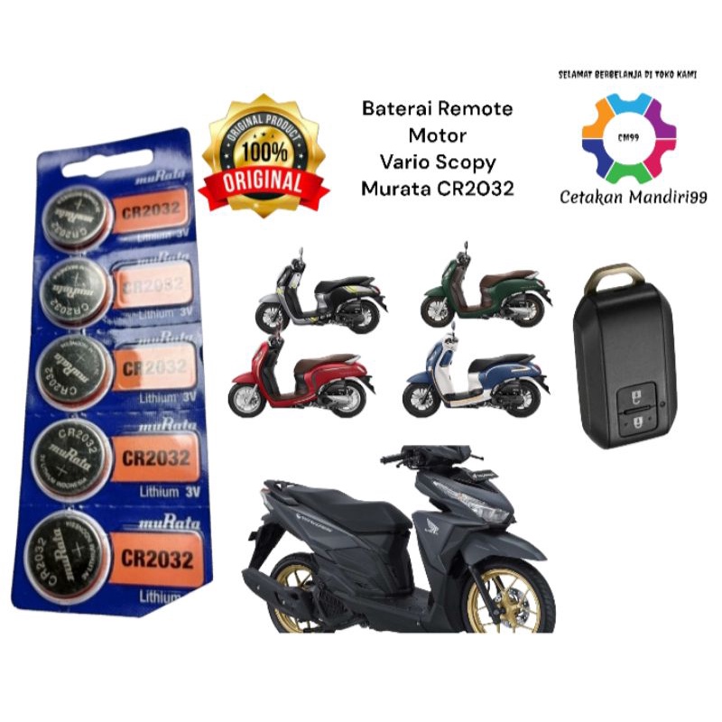 Jual Baterai Remote Motor Honda Vario 150 Scopy Baterai Murata CR2032 ...