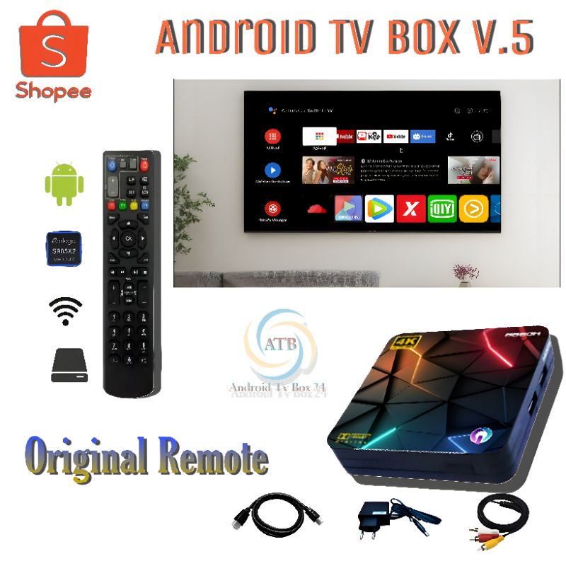 Jual tv box stb v5 root unlock Android 10 Original Remot | Shopee Indonesia