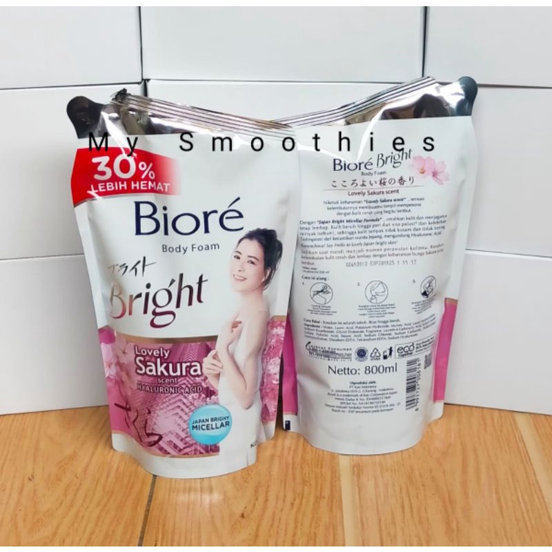 Jual Biore body foam bright lovely sakura 800ml | Shopee Indonesia