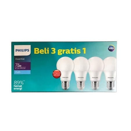 Jual LAMPU LED PHILIPS ESSENTIAL PAKET 7W PUTIH MULTIPACK PROMO KEMASAN ...