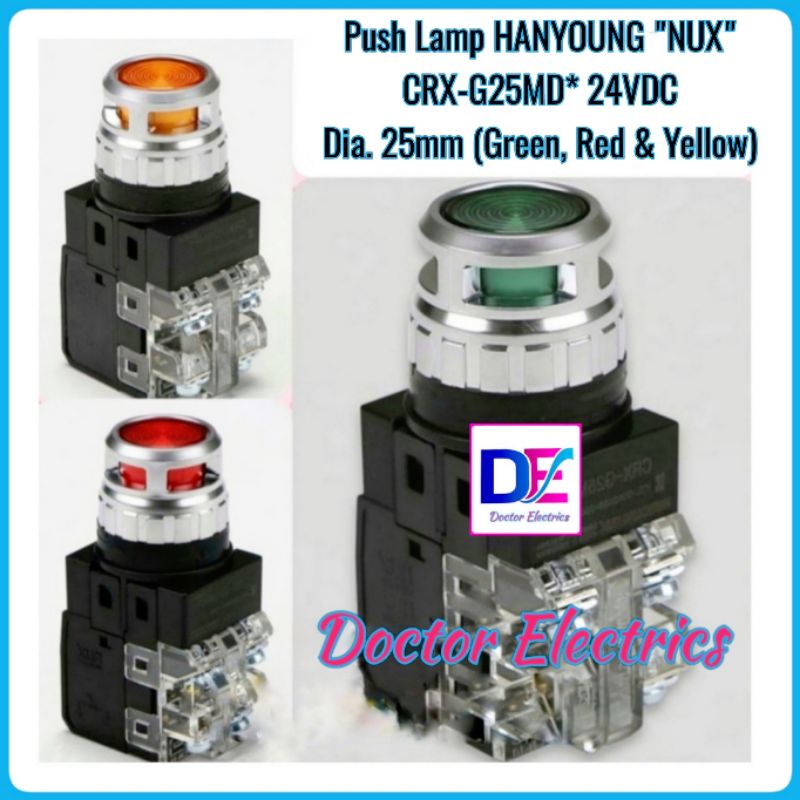 Jual HANYOUNG NUX PUSH BUTTON LAMP 25MM CRX-G25MDG CRX-G25MDR CRX-G25MDY 12-24V 12VDC 24VDC 12 ...