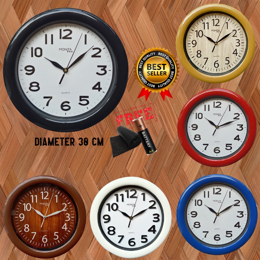 Jual Jam Dinding Besar Murah Kantor Kamar Ruang Tamu Bulat Hitam Putih ...