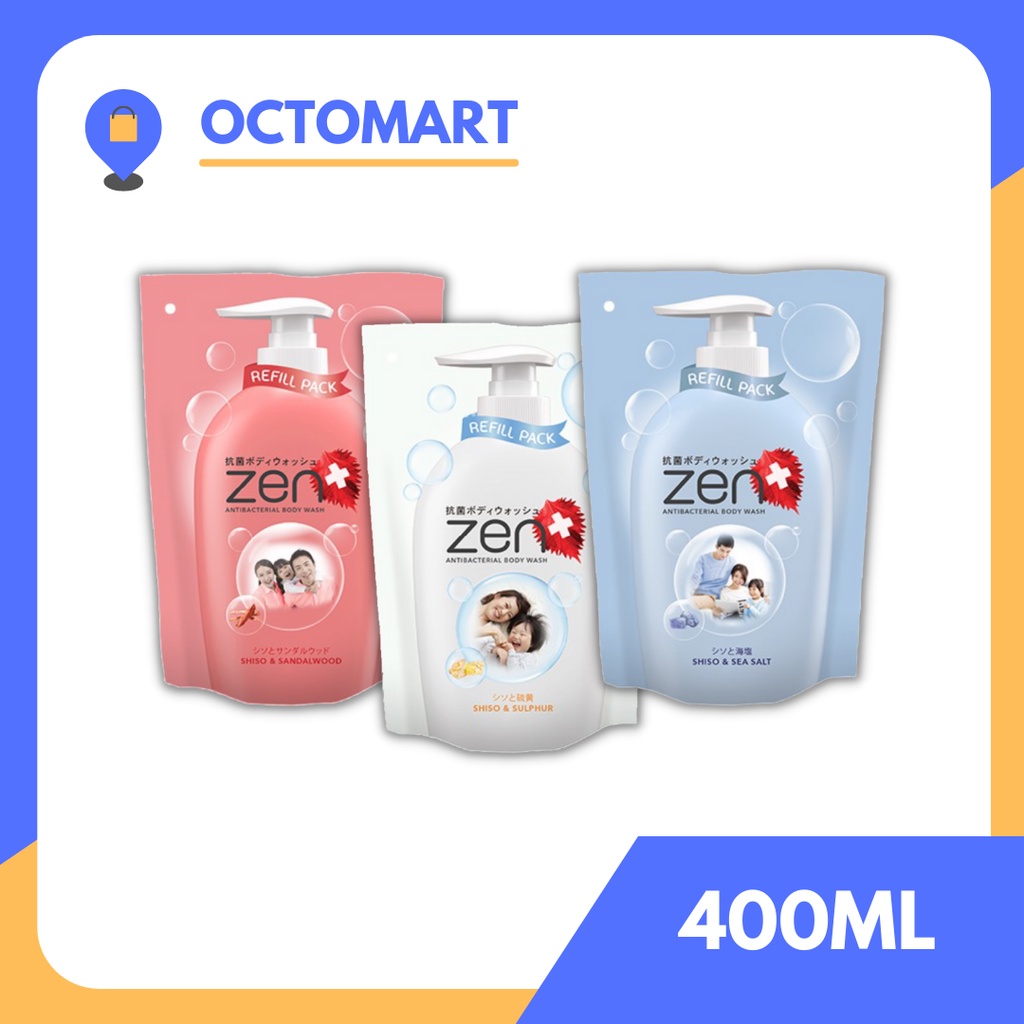 Jual ZEN Antibacterial Sabun Mandi Cair Refill 400ML Shiso Sandalwood ...