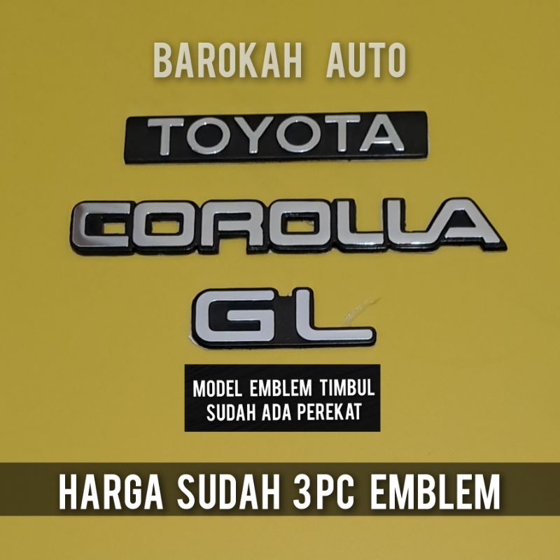 Jual GL logo mobil emblem corolla gl set harga sudah 3pc emblem ...