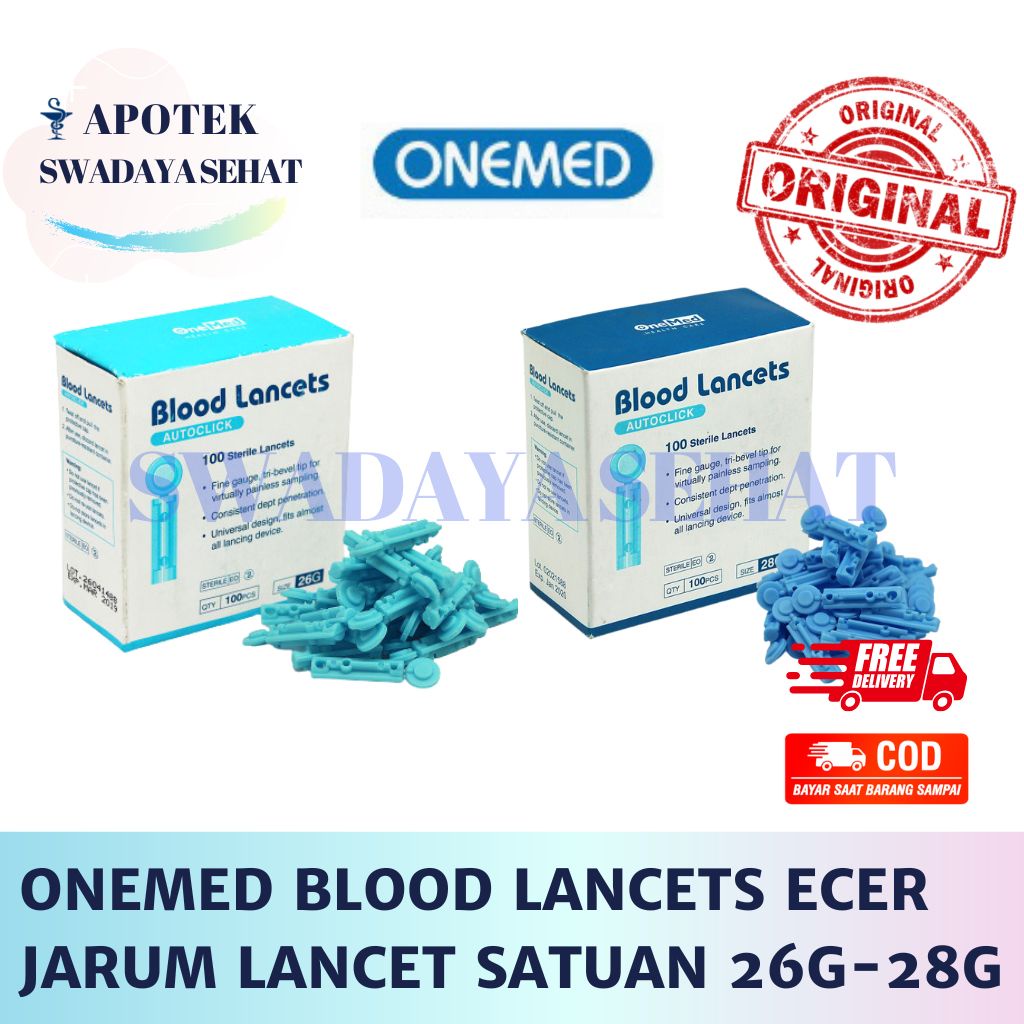 Jual ONEMED BLOOD LANCETS 28G 26G ECER SATUAN - Jarum Lancet Cek Darah Varian Grosir | Shopee ...