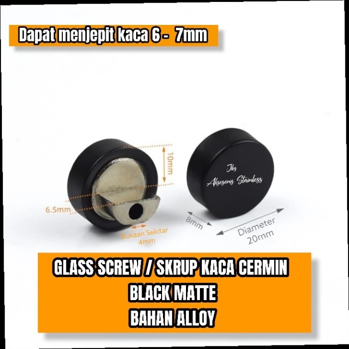 Jual GLASS SCREW/SEKRUP KACA CERMIN TANPA DI LUBANG KACA - BLACK MATTE ...