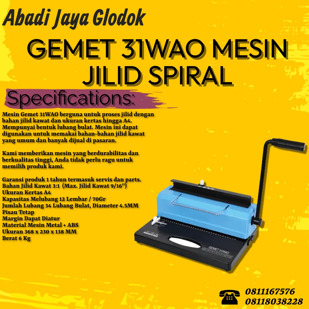 Jual GEMET 31WAO MESIN JILID SPIRAL | Shopee Indonesia