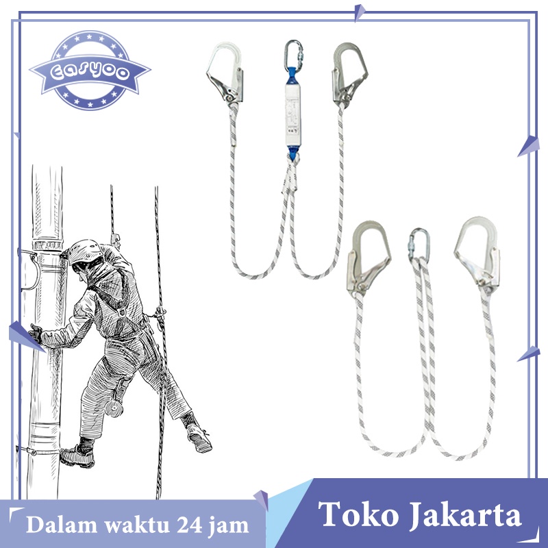 Jual 2m Double Rope Lanyard With Absorber Safety Hook Double Dua Big ...