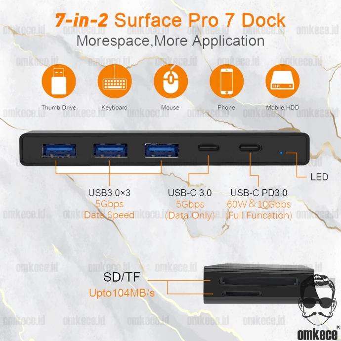 Jual Surface Pro 7 Type C Converter USB 3.0 & PD Charging 60 Watt ...