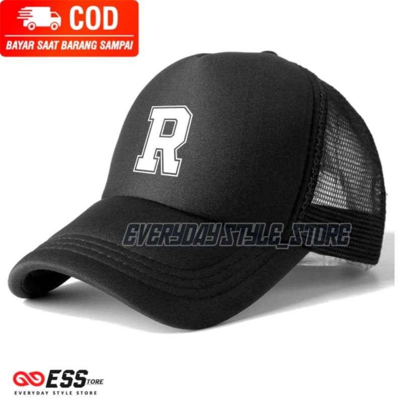 Jual Topi Huruf R Trucker Jaring - Topi Inisial Abjad Alphabet Teks ...