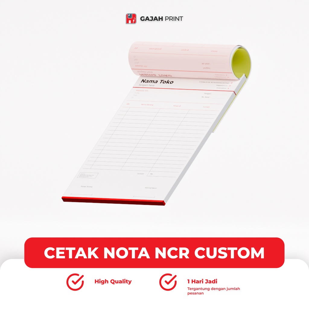 Jual Cetak Nota NCR ukuran A4, A5, A6, 1/3 Folio / Nota NCR free design ...
