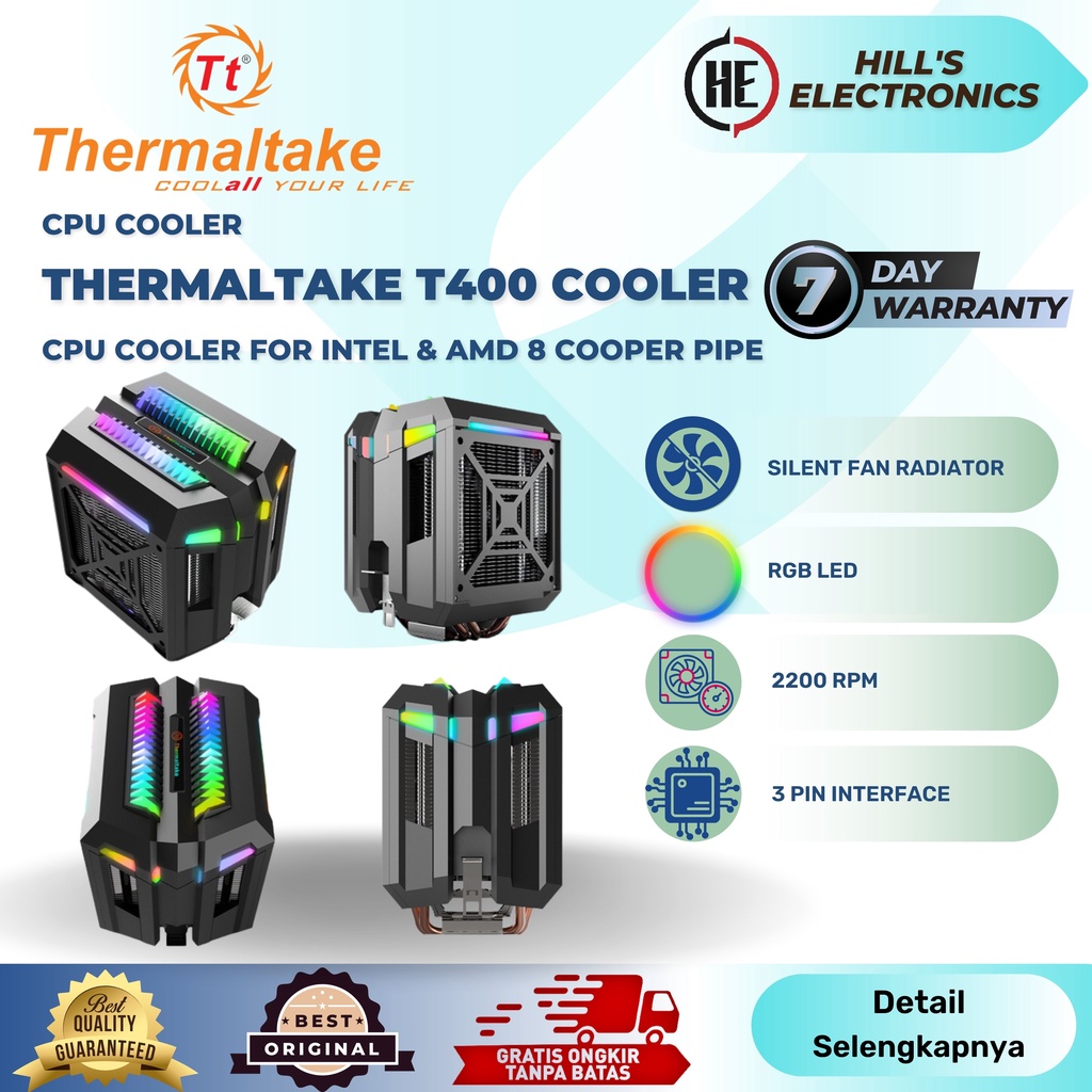 Jual Thermaltake heatsink cpu cooler T400 tengen intel amd | Shopee ...