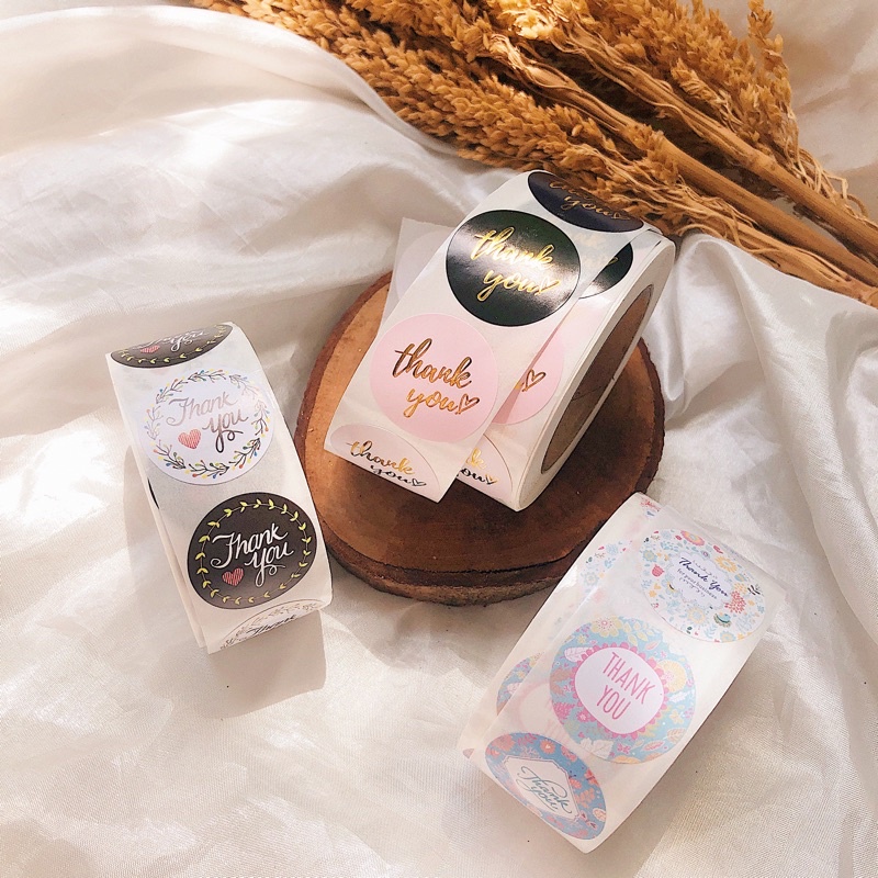 Jual sticker bulat thank you / sticker terima kasih untuk hampers dan ...