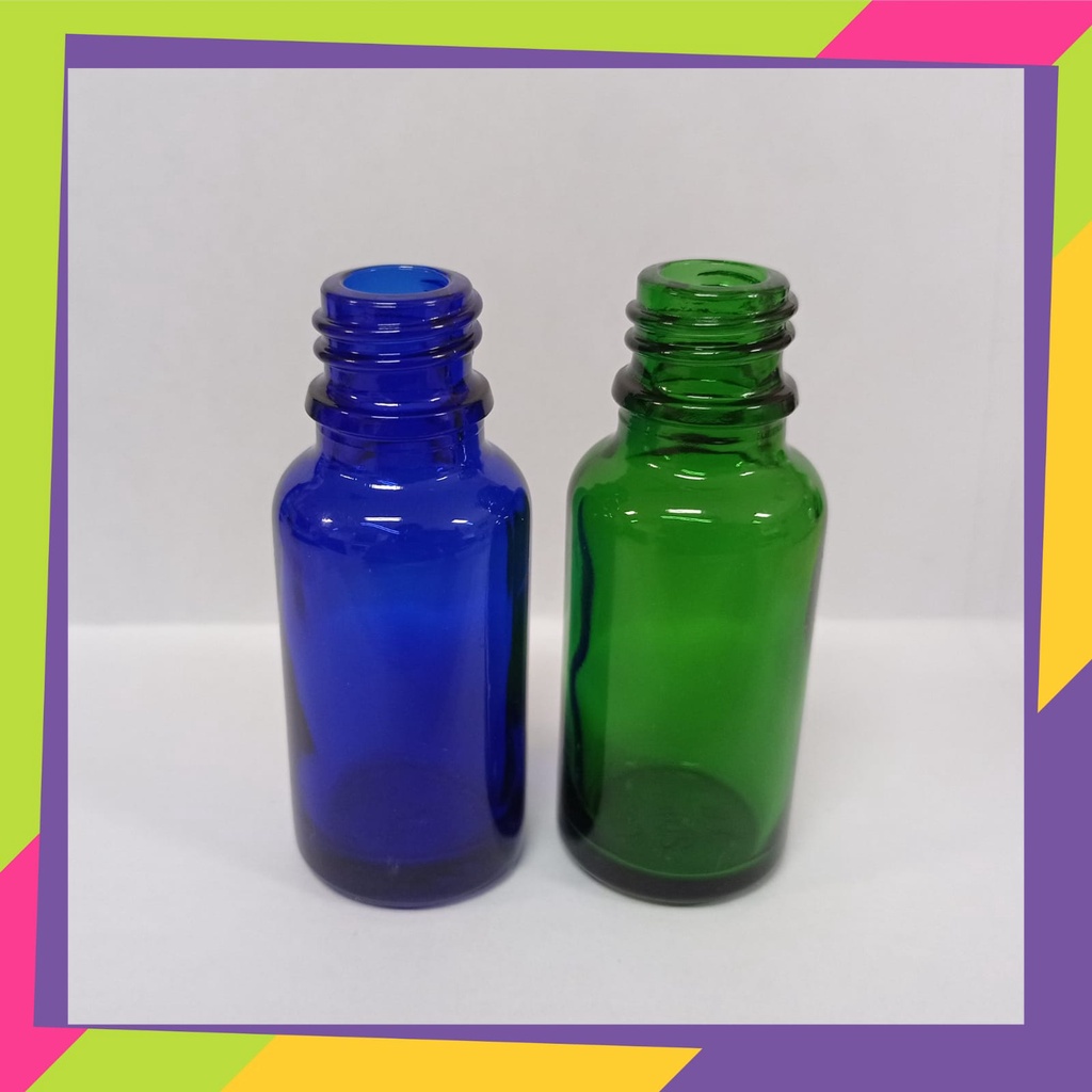 Jual 20 ML BOTOL BIRU DAN HIJAU/BOTOL KACA KOSONG/DROPPER/CAP/ESSENTIAL ...