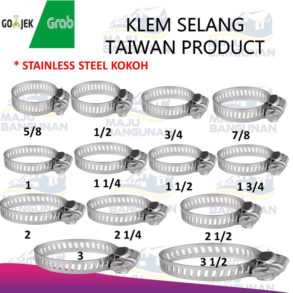 Jual KLEM SELANG 1/2" | 5/8" | 3/4" | 1" | 1-1/4" | 1-1/2" 1 3/4 " 2" 2 ...