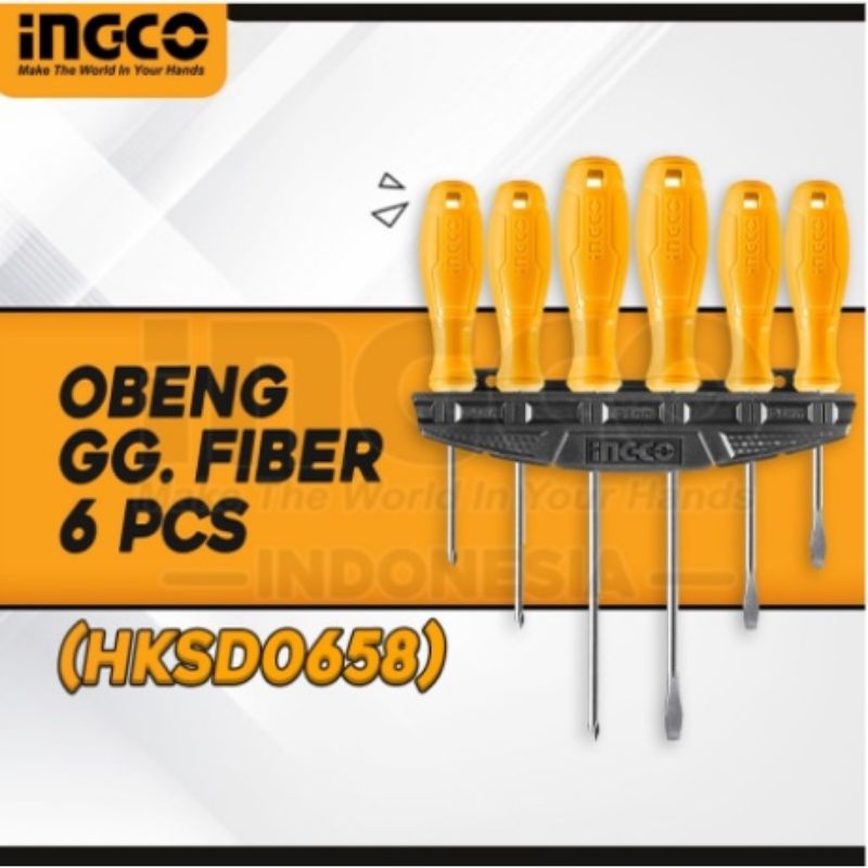 Jual Obeng GG. Fiber Set (6 Pcs) INGCO HKSD0658 | Shopee Indonesia
