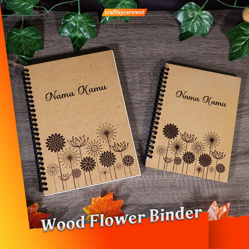 Jual BINDER LOOSE LEAF WOOD COVER BUKU DAIRY AGENDA KULIAH MOTIF BUNGA ...