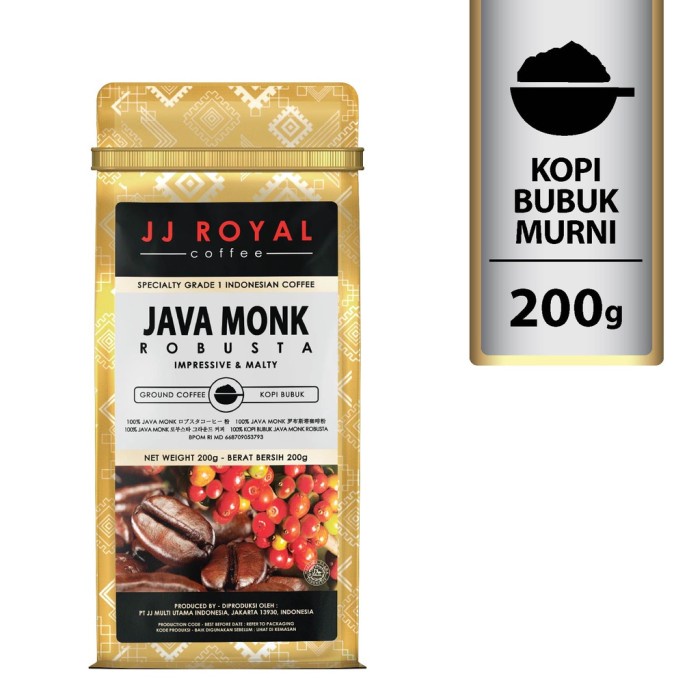 Jual Coffee/Kopi JJ Royal Java Monk Robusta Ground Bag 200g | Shopee ...