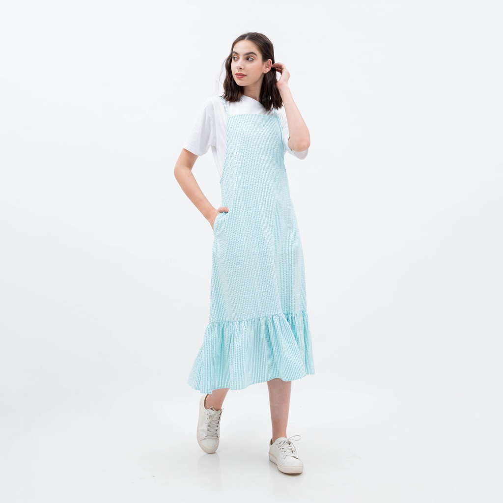 Jual Nult - Olivia Overall Dress - Blue Stripes | Shopee Indonesia