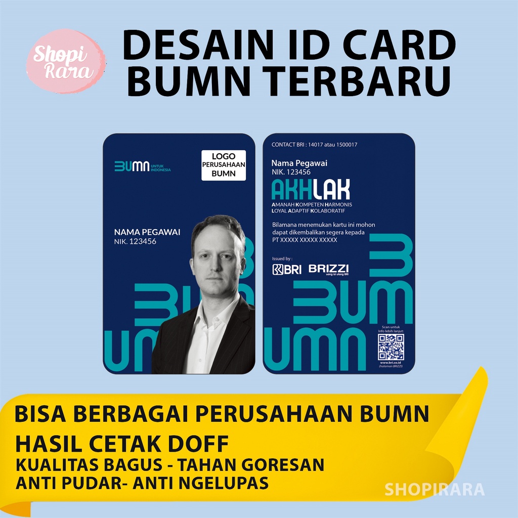 Jual IDCARD BUMN TERBARU DENGAN KARTU BRIZZI CETAK UV | Shopee Indonesia