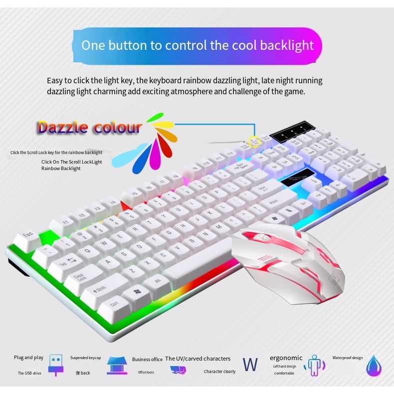 Jual Keyboard Mouse Gaming PC Full Set LED RGB Waterproof G21B For PC ...