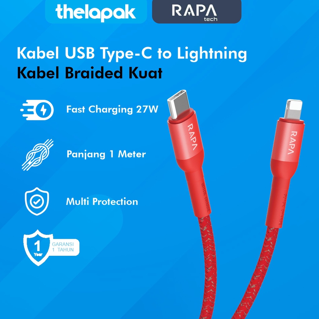 Jual Kabel Type C to Lightning Rapa Line I DC1014 Cable Fast Charging ...