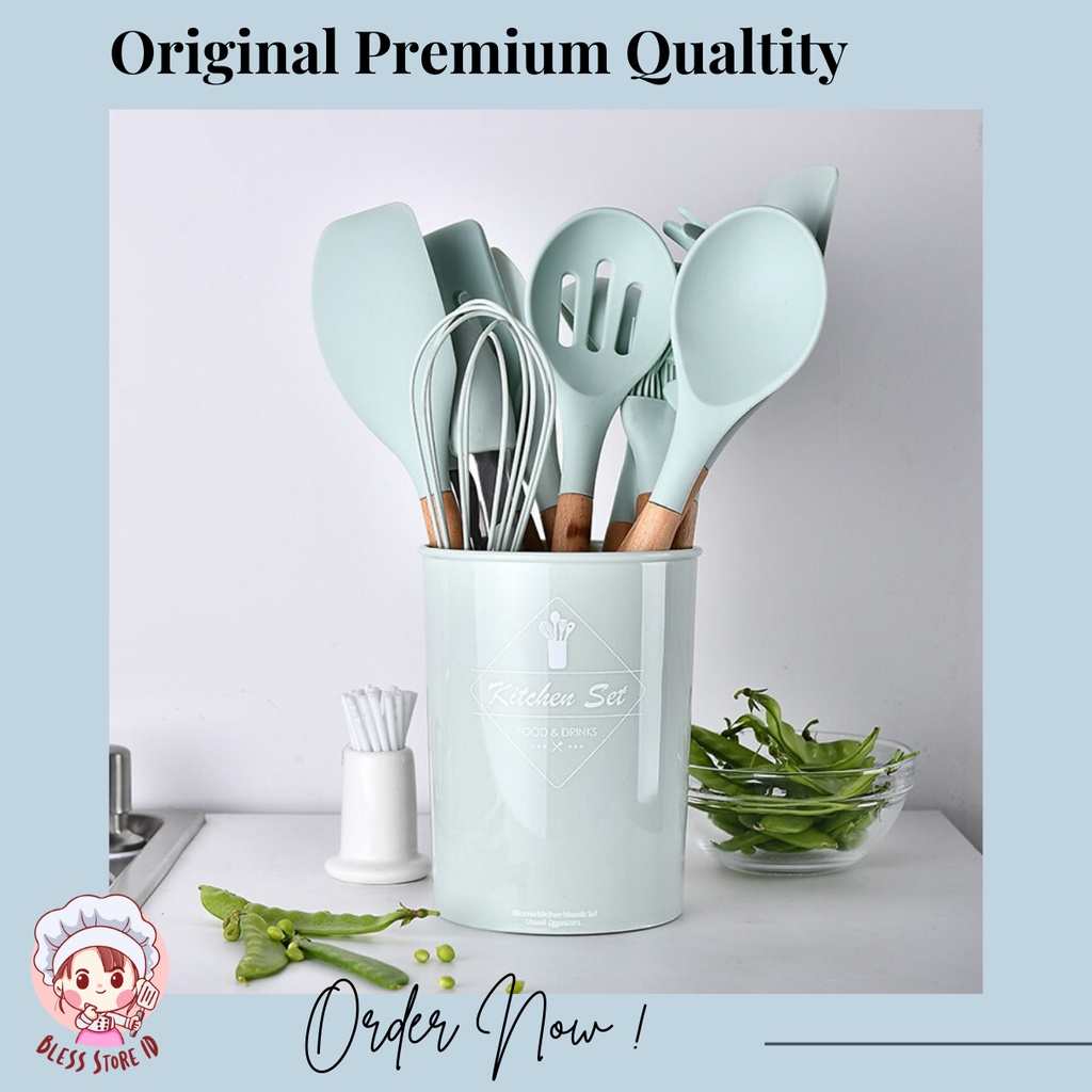 Jual Silicone Utensil Set 12 PCS Peralatan Masak Spatula Silikon Set ...