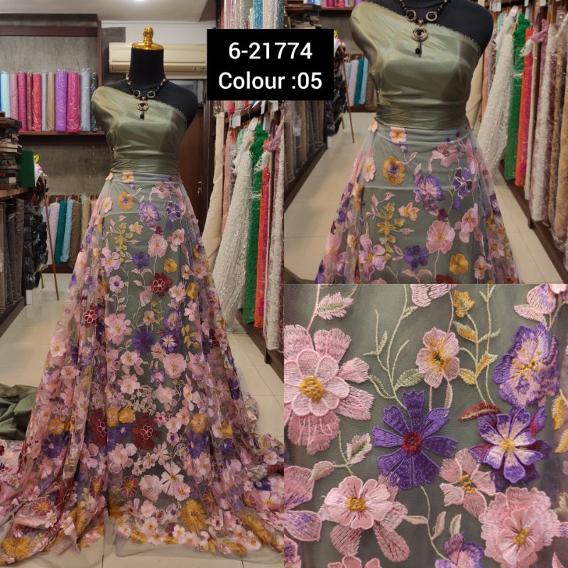 Jual Kain Tile Brokat 3D Timbul Valentino AT342 sage Green | Shopee ...
