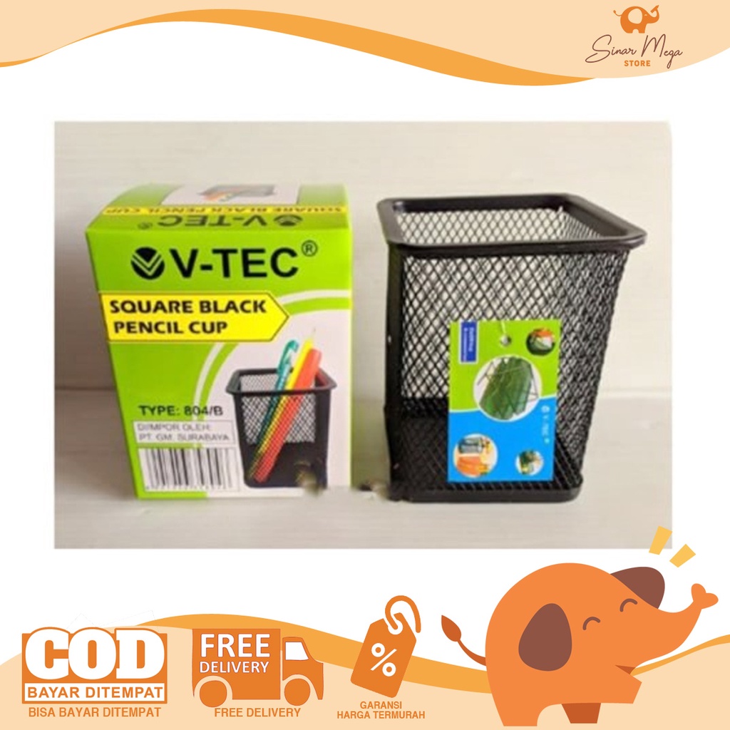 Jual V-TEC Vtec Desk Pen Kotak VT-804 Black/Hitam/ Tempat Pensil Pulpen ...