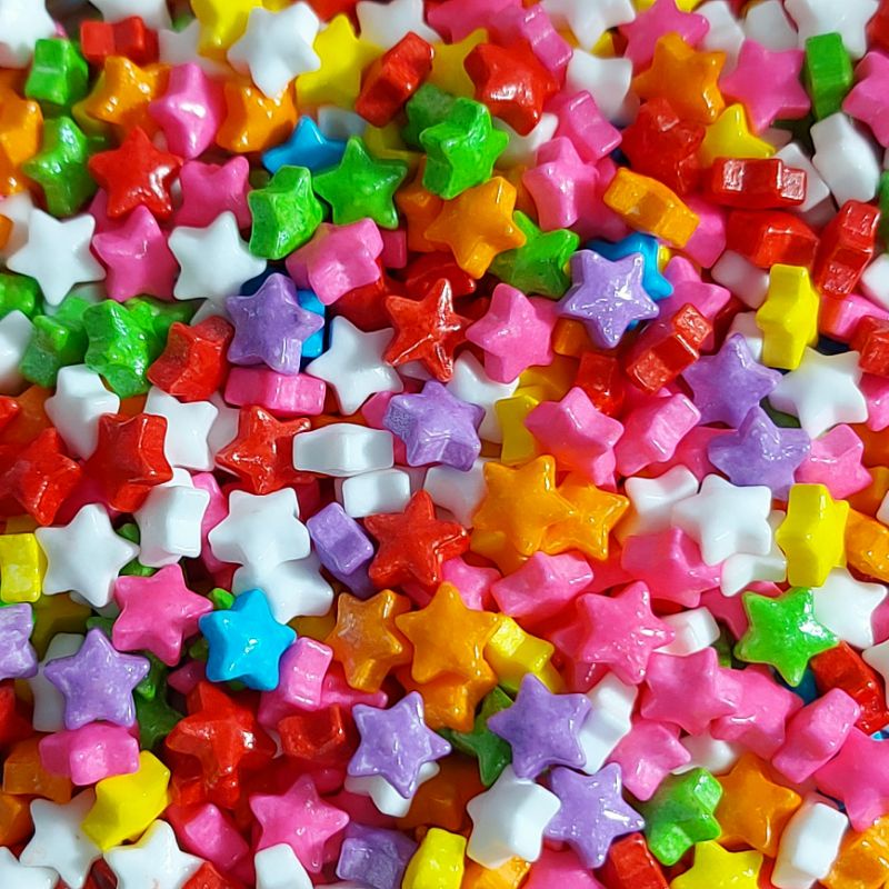 Jual 50 GRAM SPRINKLE EDIBLE BINTANG/HATI WARNA WARNI - RAINBOW STAR ...