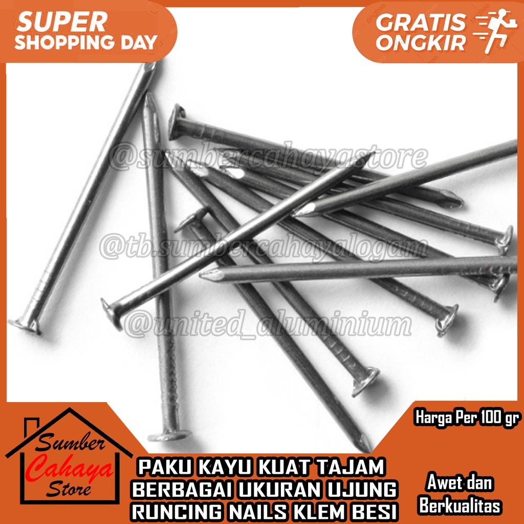 Jual PAKU KAYU KUAT BERBAGAI UKURAN PER 1ONS 1" 1,5" 2" 2,5" 3" 4" 5" INCHI INCH INCI IN BIASA ...