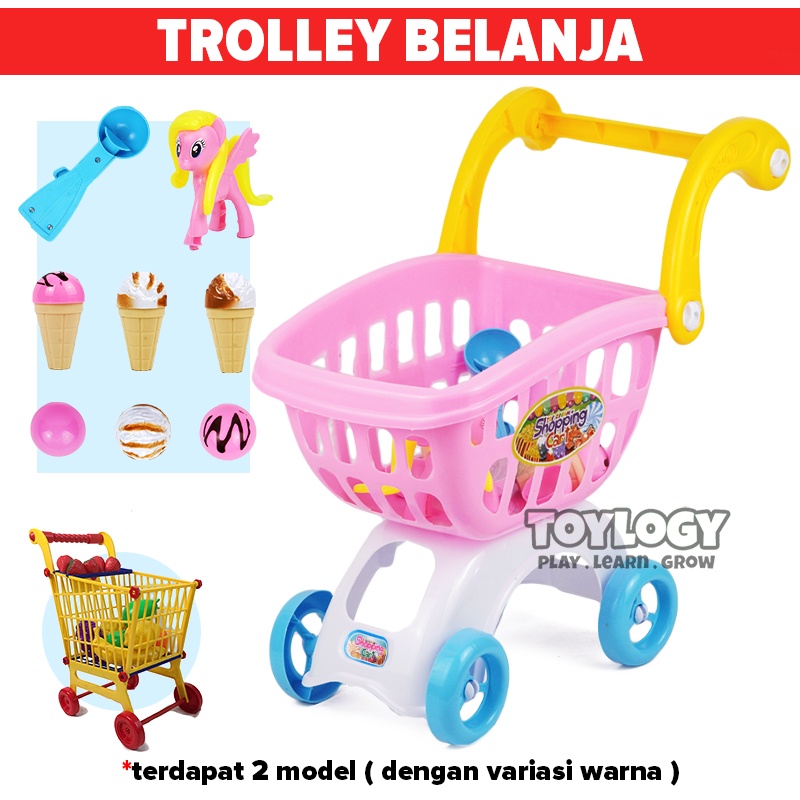 Jual Mainan Anak Shopping Trolley Cart Playset Keranjang Troli Belanja ...