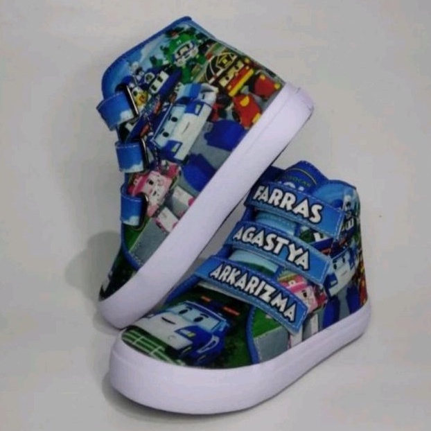 Jual Sepatu custom nama motif robocar poly, free cetak foto | Shopee ...