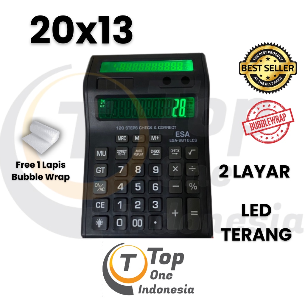 Jual Kalkulator Digital Besar 2 Layar 12 Digit | Kalkulator Check ...