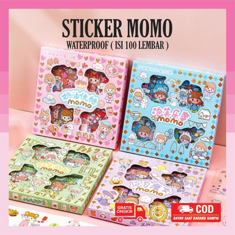 Jual Sticker Momo Motif Kartun 2D Isi 100 Lembar Anti Air Stiker Momo ...