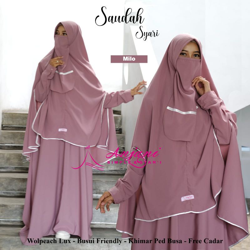 Jual Gamis Syari Saudah Syari Gamis Syari Polos Set Jilbab Free Cadar Gamis Polos Busui Gamis ...