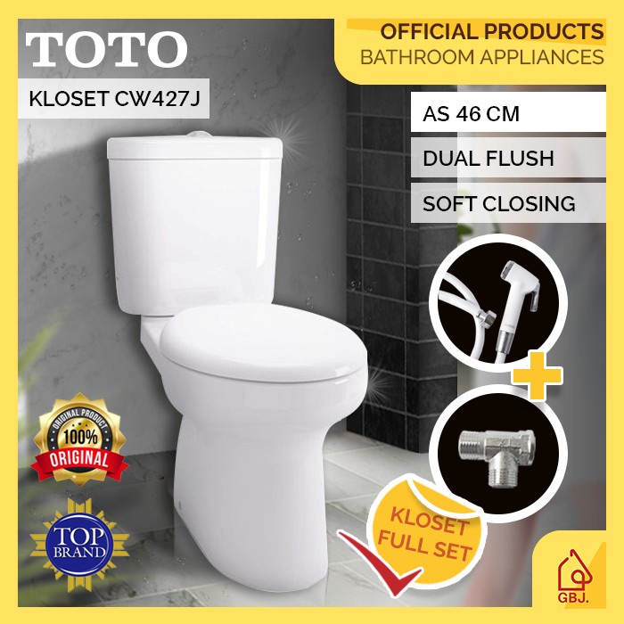 Jual SET KLOSET DUDUK TOTO CW427J KOMPLIT + JET SHOWER + TEE / CLOSET ...