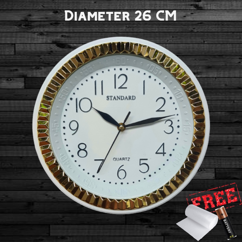 Jual Jam Dinding Murah Bulat Kamar Kantor Ruang Tamu Perak Emas Silver ...