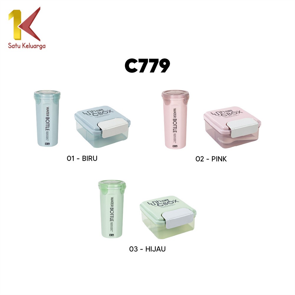 Jual Satu Keluarga Lunch Box Kotak Bekal Set Botol Minum C781 Tempat ...