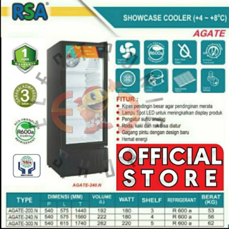 Jual Rsa Agate 240 Showcase /Display Cooler - Agate240 | Shopee Indonesia