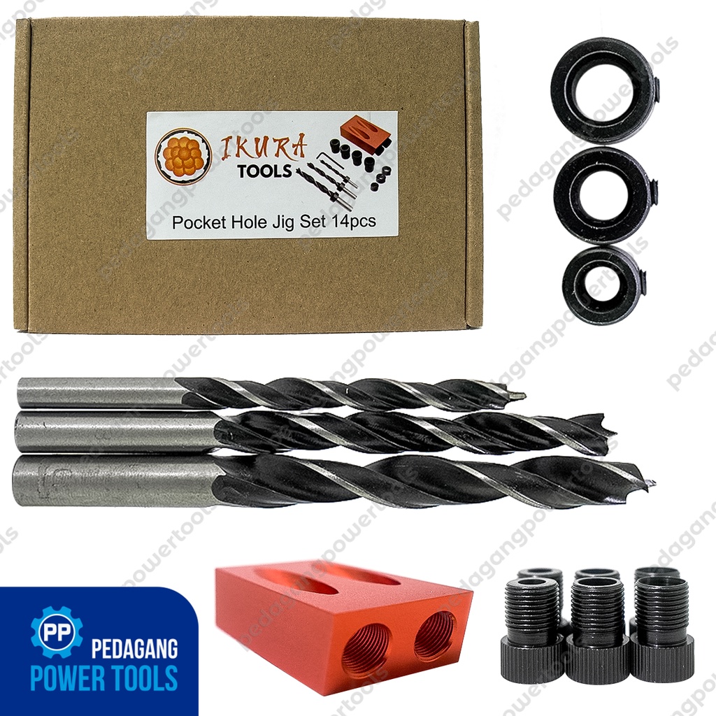 Jual IKURA SET 14 PCS POCKET HOLE JIG ALAT PELUBANG SAMBUNGAN KAYU ...